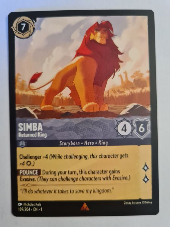 Lorcana, Simba - Returned King, 189 (Neu (gemäss Beschreibung)) in ...