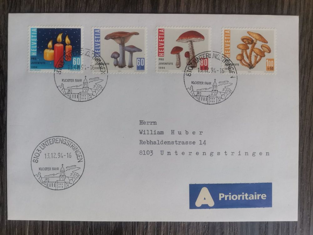 E30 Enveloppe + Timbre Suisse 1994 (Gebraucht) in Cousset für CHF 0.5 – mit Lieferung auf ...
