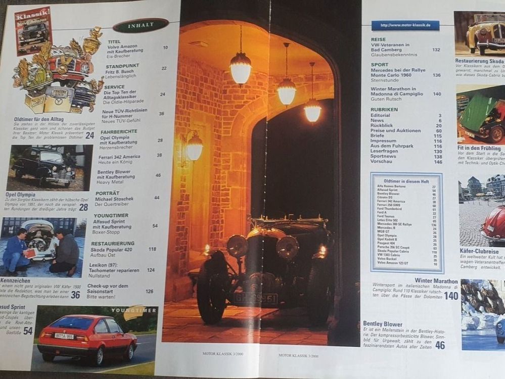Motor Klassik 3/00 Volvo 123 GT Ferrari 342 Opel Olympia xb (Gebraucht ...