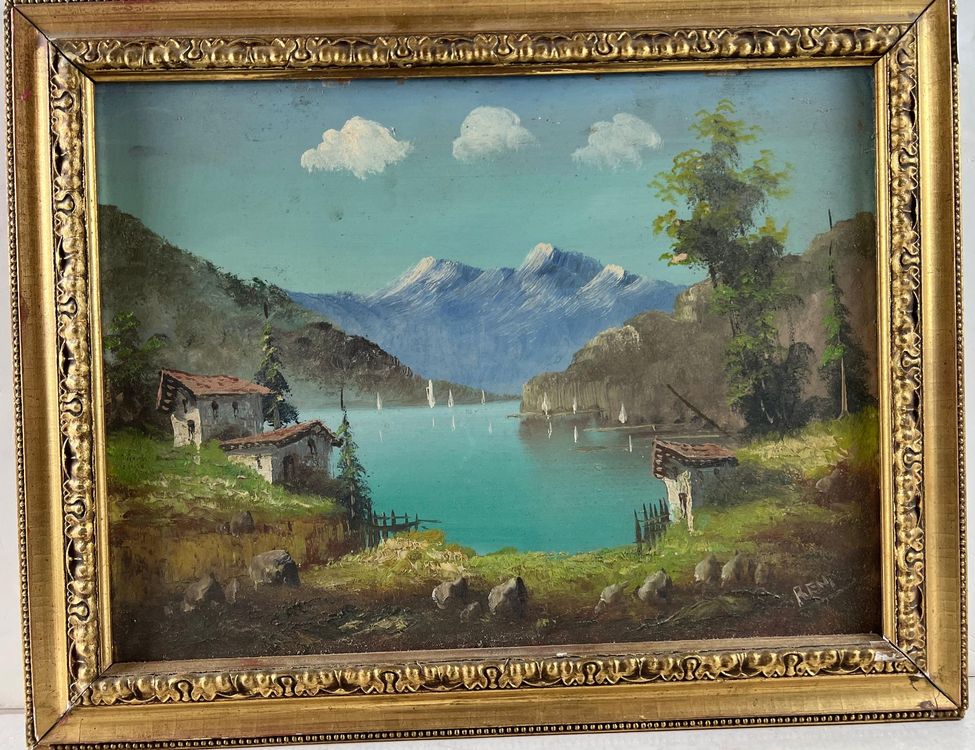 Alte Landschaft Gemälde Signiert. | Kaufen auf Ricardo