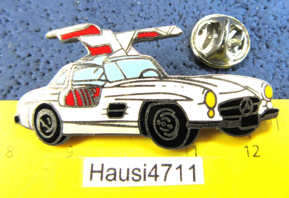 AUTO PIN MERCEDES BENZ 300SL ENAMEL WEISS SILBRIG 45MM FLÜGE | Kaufen ...