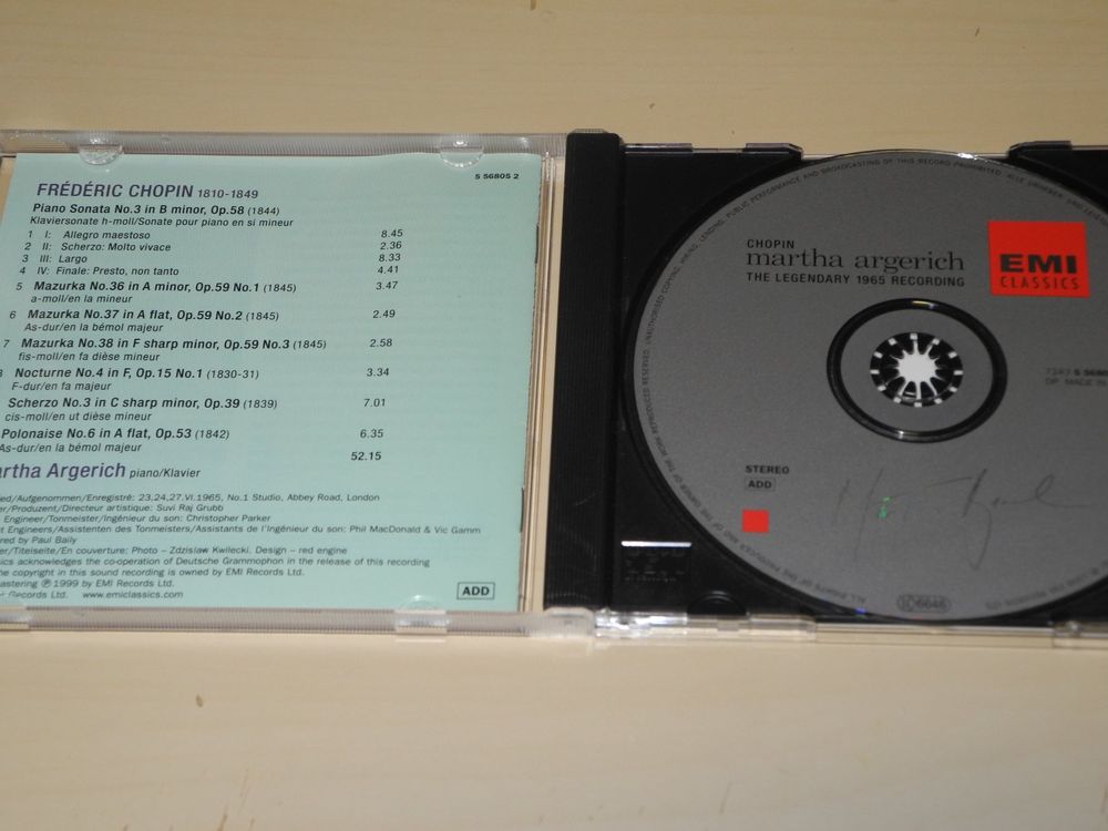CHOPIN: LEGENDARY 1965 RECORDING – MARTHA ARGERICH - EMI (Neu (gemäss ...