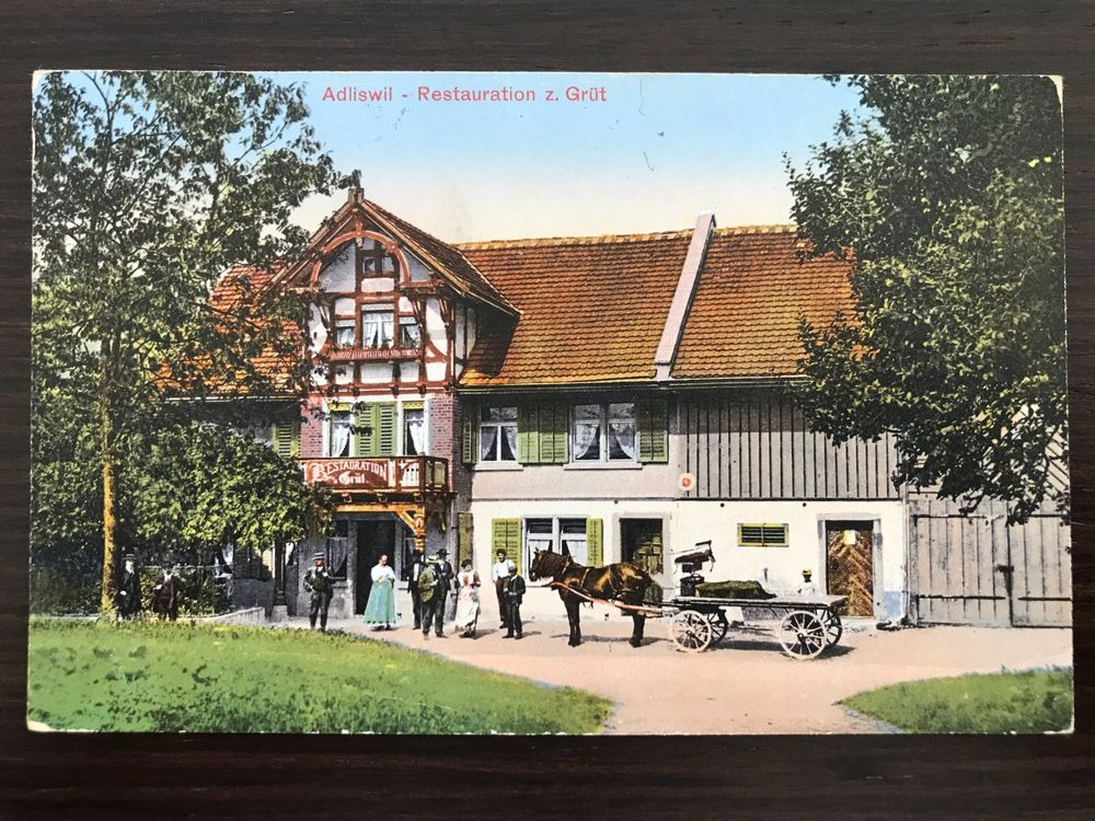ADLISWIL Restaurantion z. Grüt, belebt, Pferdewagen, 1930 (Gebraucht) in Wald ZH für CHF 9 – mit ...