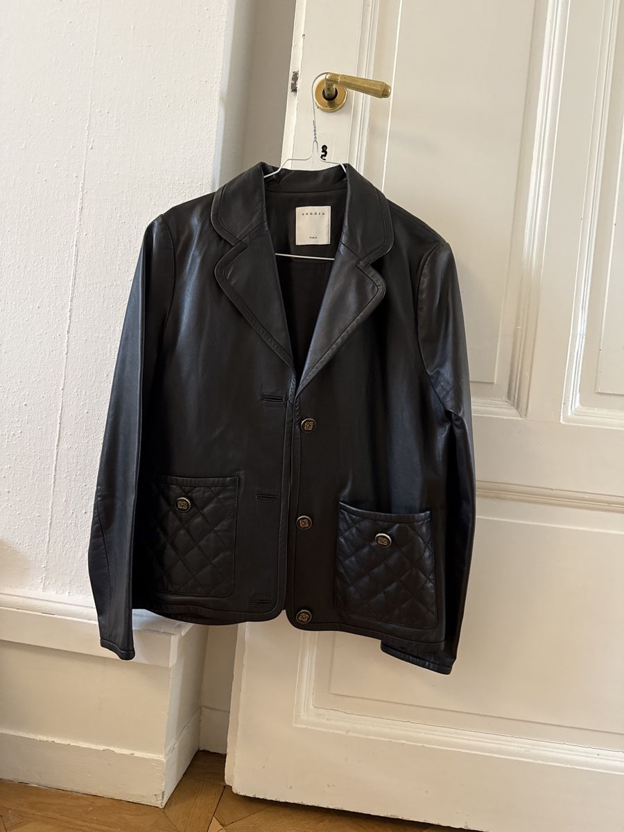 Sandro Leather Jacket - Quilted Pocket Detail - Size S-M (Gebraucht) in ...