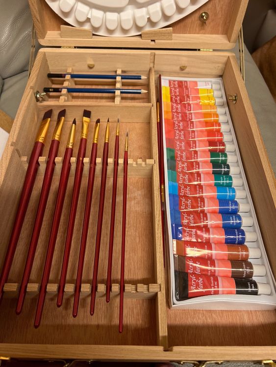 Holz Mal Koffer Acryl mehrteilig (d) (Neu (gemäss Beschreibung)) in Rorschach für CHF 23 – mit ...