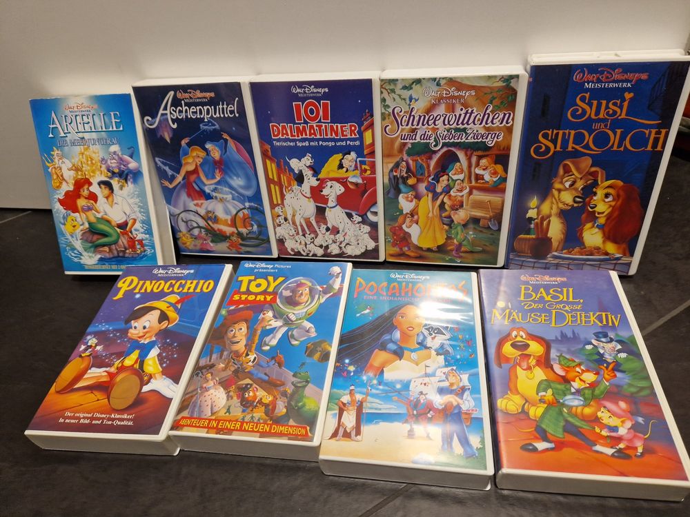 9 VHS Walt Disney, Pinocchio, Arielle, 101 Dalmatiner, etc. | Kaufen ...