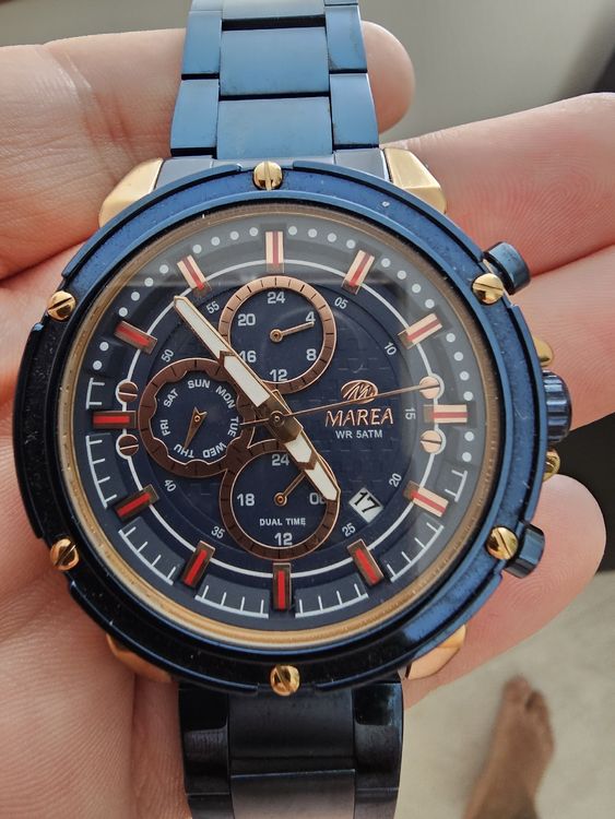 MAREA Herren Armbanduhr Chronograph - Blau Gold Edelstahl (Gebraucht) in Dottikon für CHF 25 ...