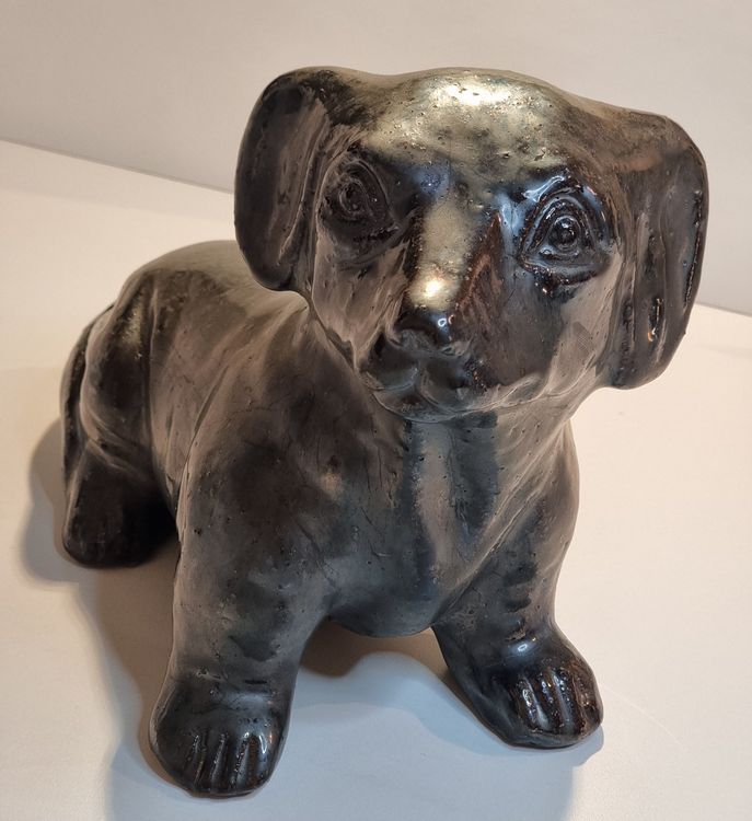 vintage grosse Bronze Figur DACKEL DACHSHUND Hund Garten | Kaufen auf Ricardo