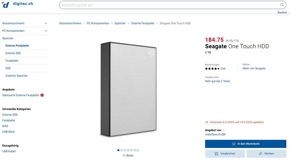 Seagate One Touch HDD 5 TB external hdd (D'occasion) à Geneve pour CHF ...