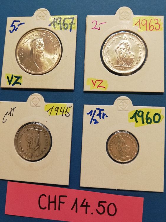Schweizer Silbermünzen 5Fr/2Fr/1Fr/50Rp (Gebraucht) in Engi für CHF 16.5 – mit Lieferung auf ...