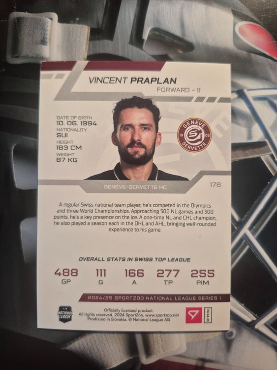 Vincent Praplan HC Geneve Servette Sportzoo 2024/25 (Gebraucht) in Treiten für CHF 1 – mit ...