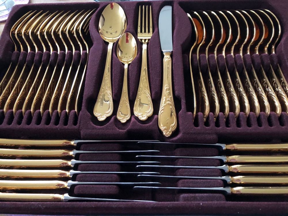 Wunderschönes Besteckset vergoldet, 70 Teile mit 24 Karat (Gebraucht) in Wittinsburg für CHF 469 ...
