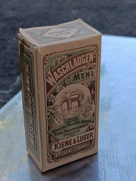 Antike Werbe Verpackung / Waschlaugen Mehl Kiene & Luger (Gebraucht) in ...