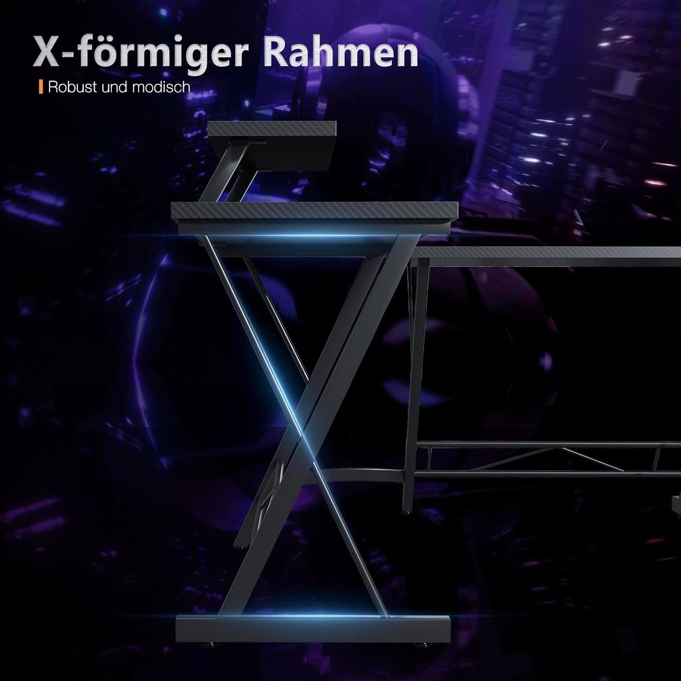 ODK Gaming Tisch, Schreibtisch Ecktisch S.Carbon 127x127 cm (Neu und ...