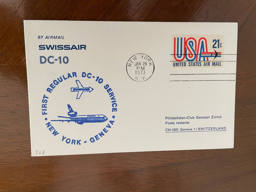 SR 1° REG. FLUG NEW YORK/ GENF 29.1.73 (Gebraucht) in Monteggio für CHF 1 – mit Lieferung auf ...