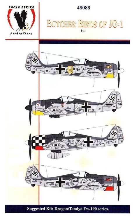 Eagle Strike Decalque 48088 "Fw-190A" Butcher Birds of JG-1 (Neu und ...