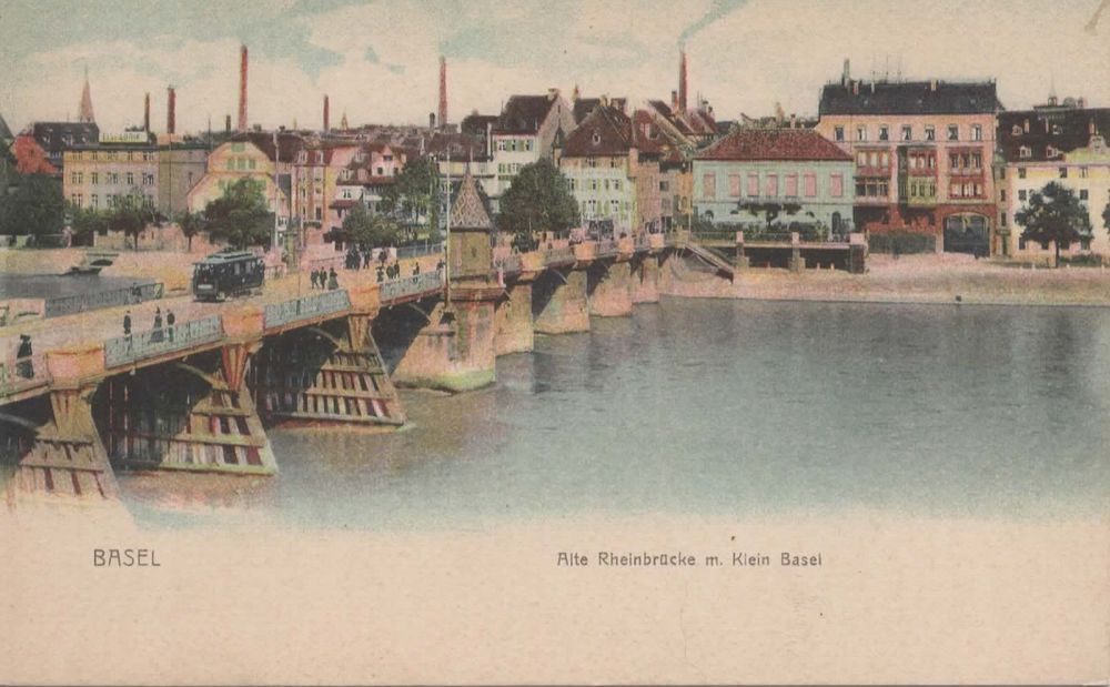Basel - Alte Rheinbrücke m.Klein Basel | Kaufen auf Ricardo