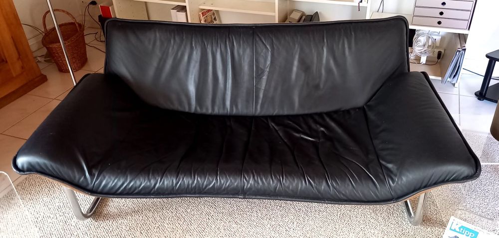 schwarzes Ledersofa | Kaufen auf Ricardo