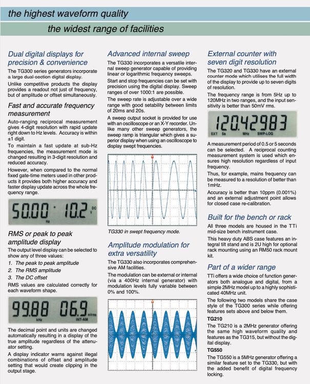 3 MHz Function/Sweep-Generator TTi TG330 Funktionsgenerator (Gebraucht) in Hasle b. Burgdorf für ...