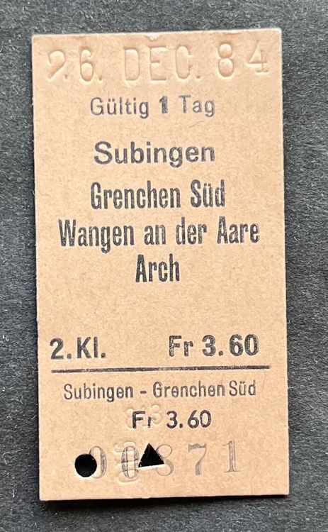 Subingen Grenchen Süd Wangen an der Aare Arch/ 1984 (Gebraucht) in Wabern für CHF 3.5 – mit ...