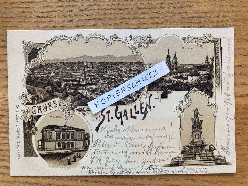Postkarte-Litho „Gruss aus St.Gallen“, gelaufen 1898 | Kaufen auf Ricardo