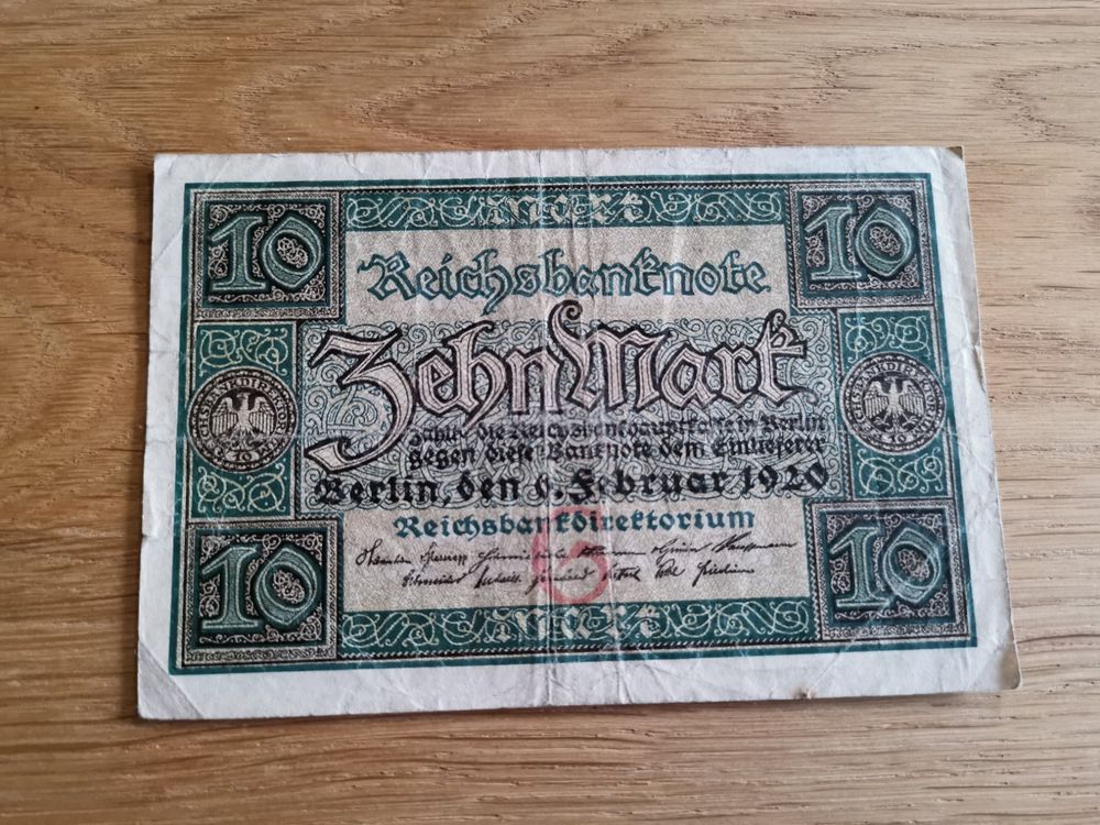 Reichsbanknote 10 Mark Berlin 06. Februar 1920 | Kaufen auf Ricardo