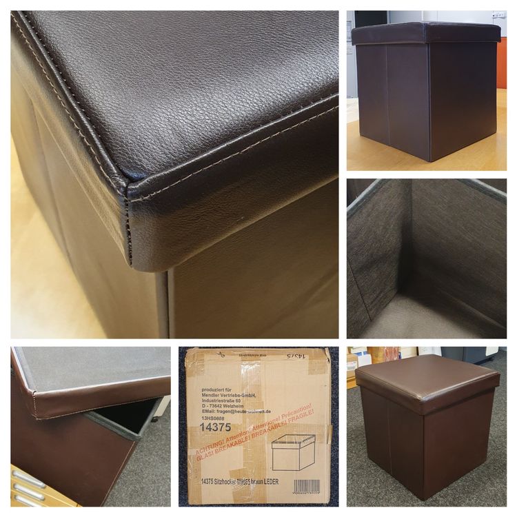 Sitzhocker mit Stauraum - Leder - Set 3x braun 1x weiss NEU! (Neu und originalverpackt) in ...