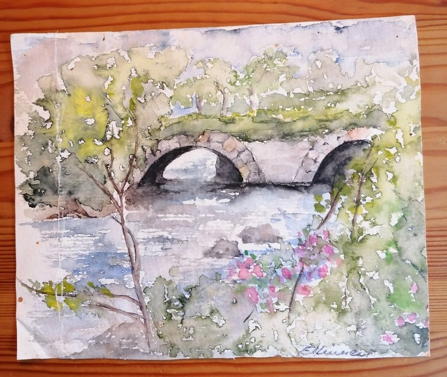 Aquarellbild Steinbrücke, Erika Hinnen, Unikat (Gebraucht) in Reinach BL für CHF 10 – mit ...