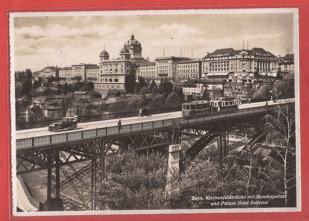 Bern Kirchenfeldbrücke mit Tram und Oldtimer 1946 (Gebraucht) in Fislisbach für CHF 4 – mit ...