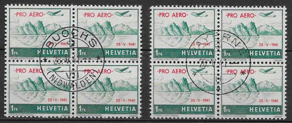 1941: Flugpost Pro Aero Nr.F35 zwei Viererblock gest. | Kaufen auf Ricardo