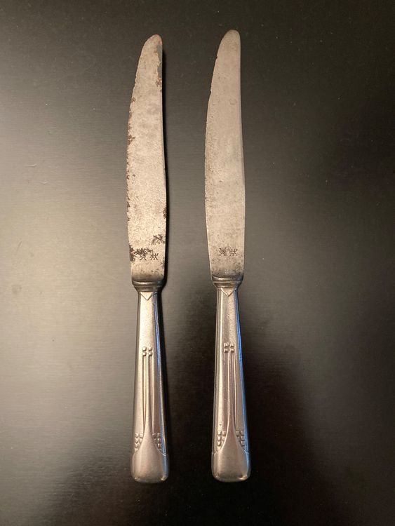 WMF Jugendstil 2 Tafelmesser von Albert Mayer Würfelmuster (Gebraucht ...