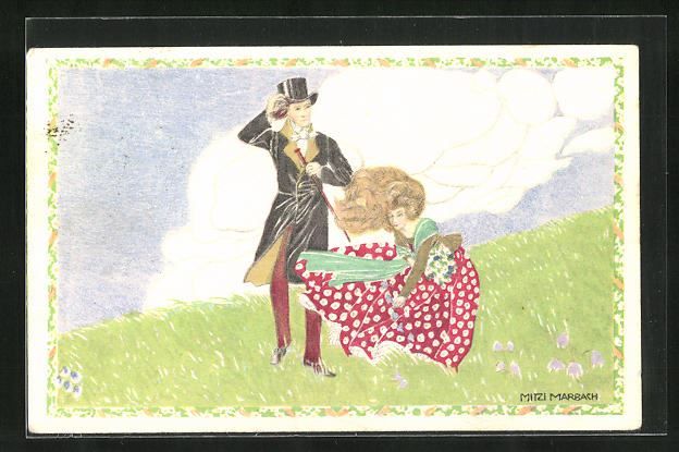 sign. Mitzi Marbach: Herr mit Zylinder u | Kaufen auf Ricardo