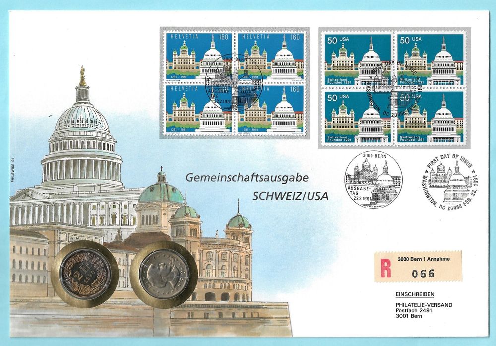 CH grosser Numisbrief Schweiz/USA Gemeinschaftsausgabe (Gebraucht) in ...
