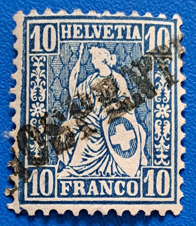 Sitzende Helvetia 10 Rp. blau Kat.31 Stpl HOSPENThal Gr.30 (Gebraucht) in Zürich für CHF 10 ...