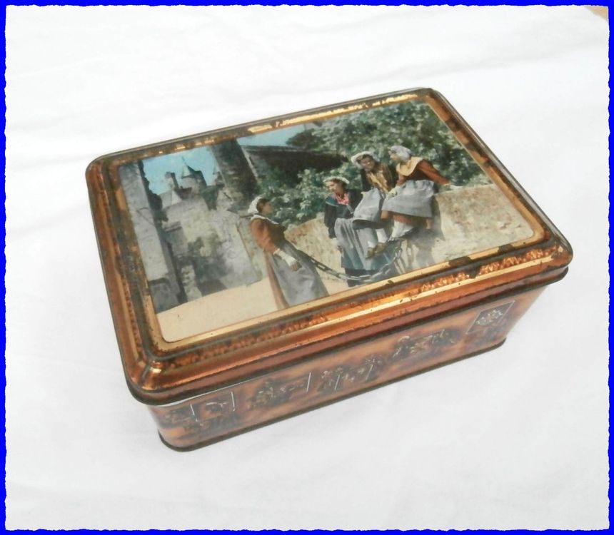 alte Blechdose mit Trachten- / Mittelalter-Motiven | Kaufen auf Ricardo