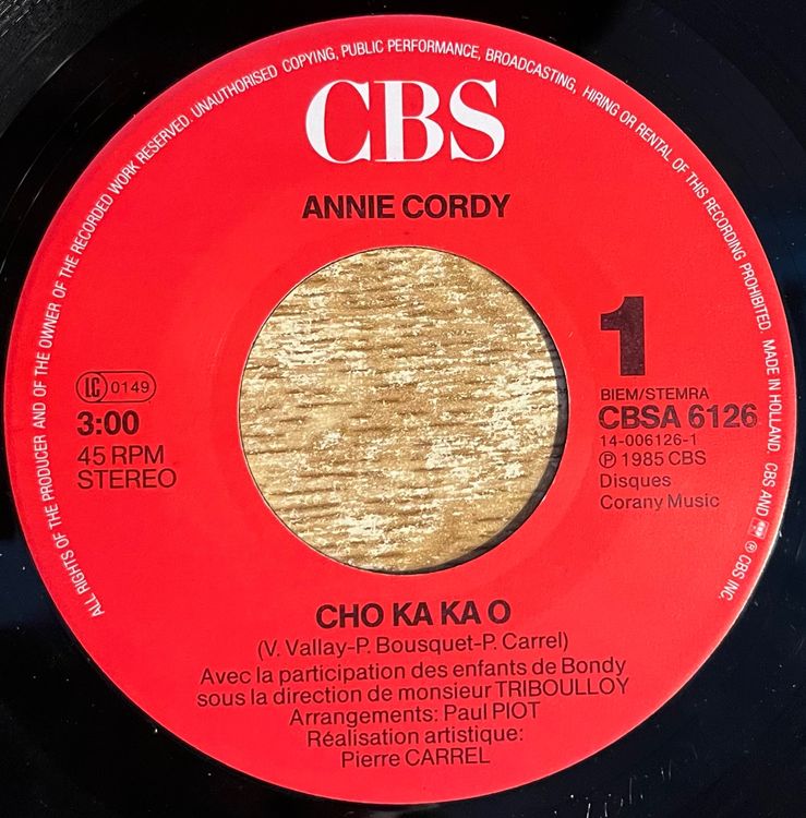 ANNIE CORDY - CHO KA KA O (Gebraucht) in Bussigny für CHF 3.5 – mit ...