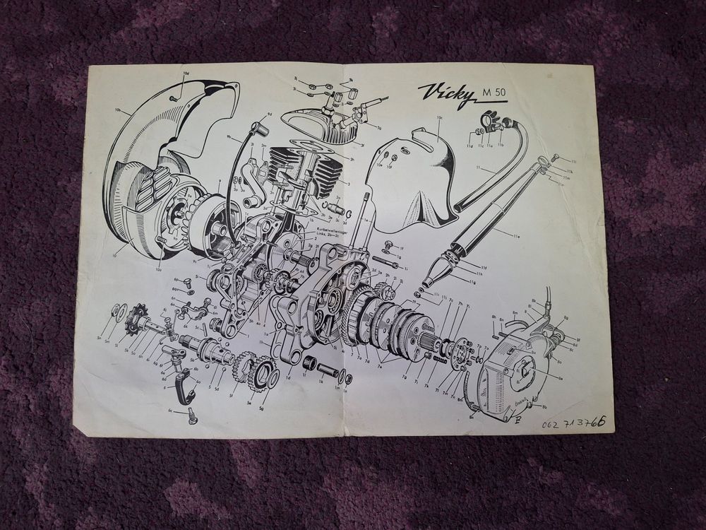 Vicky M50 Motor Bildtafel, Ersatzteilliste, Vintage! MOFA (Gebraucht ...