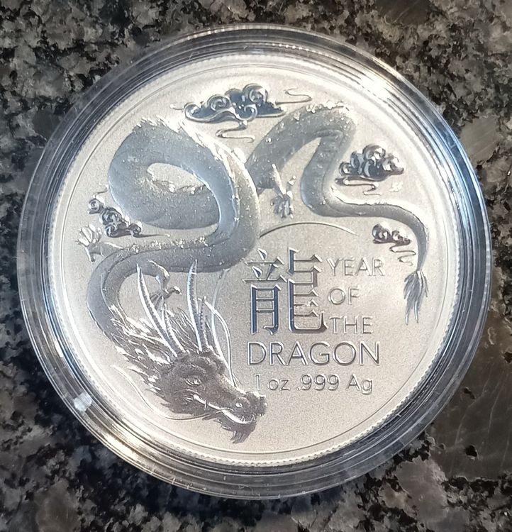 1Unze Silbermünze, Lunar Drache 2024, RAM, Silber 999 (Neu und ...