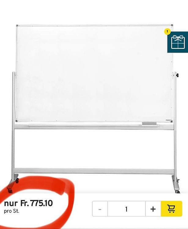 magnetoplan® Whiteboard, mobil, emailliert, H 100x B 200cm (Neu und originalverpackt) in Necker ...