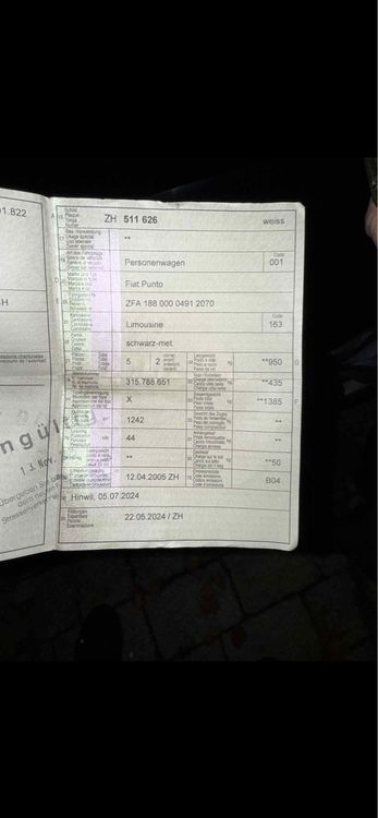 Fiat Punto, ab MFK, Top Zustand! 130 000 km (Gebraucht) in Uster für ...