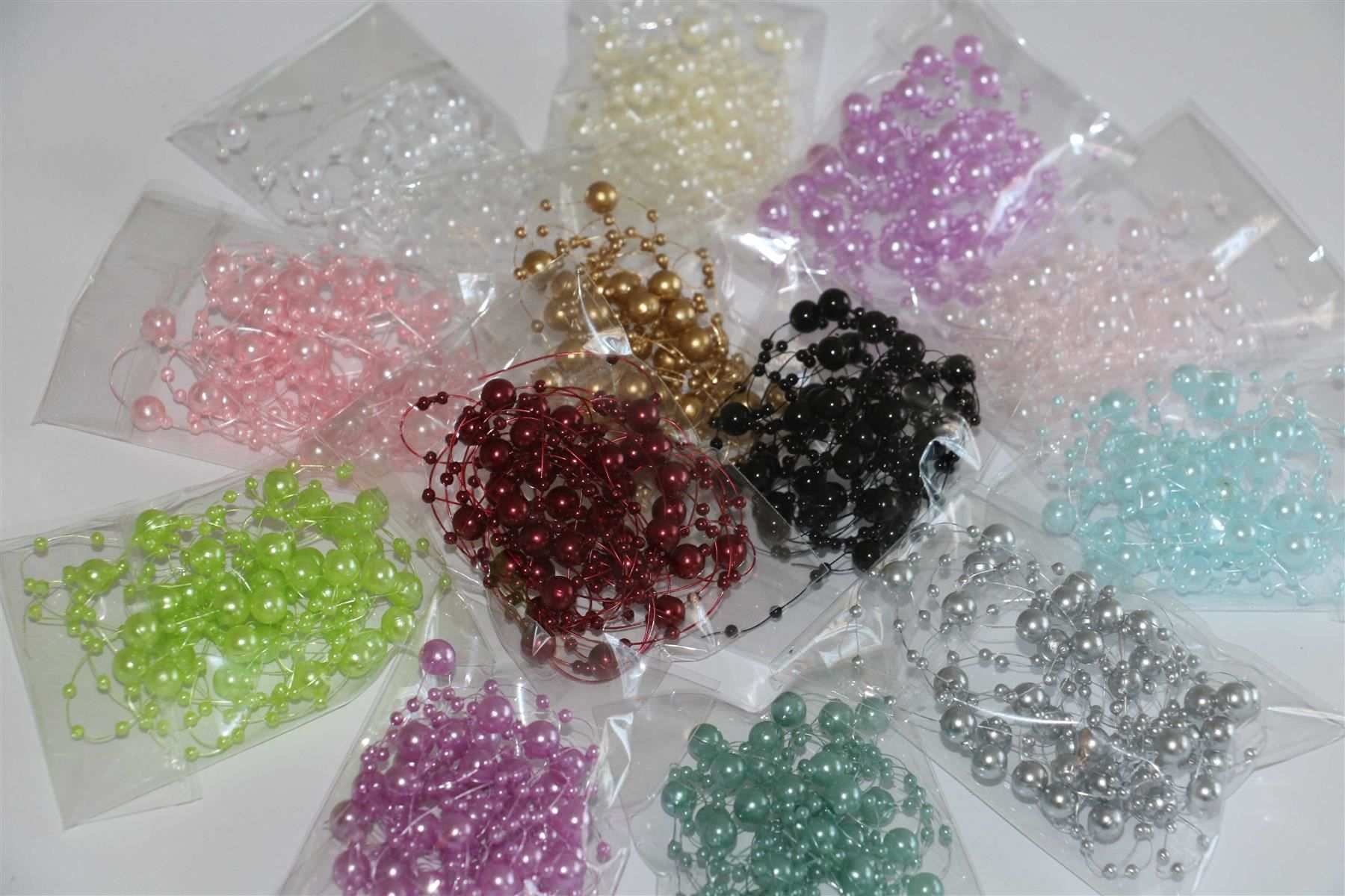 Perlengirlande Perlenschnur Hellgrün, 2 Stück à 1,30m (Neu und ...