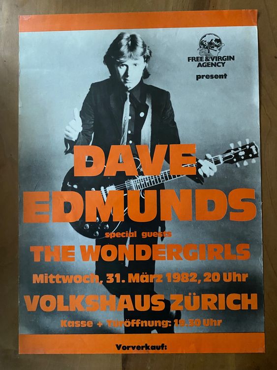 Konzertplakat Dave Edmunds 31. März 1982 (Gebraucht) in Basel für CHF ...