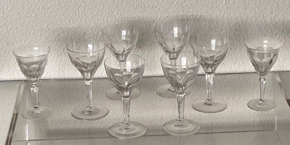 6 Rotwein- und 2 Weissweingläser Kristall geschliffen Antik (Gebraucht ...