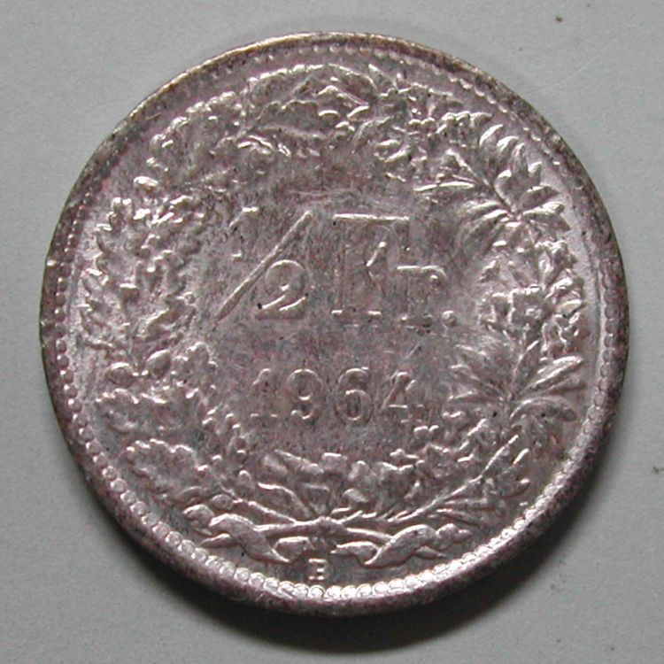 160 MZ, CH 50 RAPPEN 1964 B, SILBER, vz, Abart | Kaufen auf Ricardo