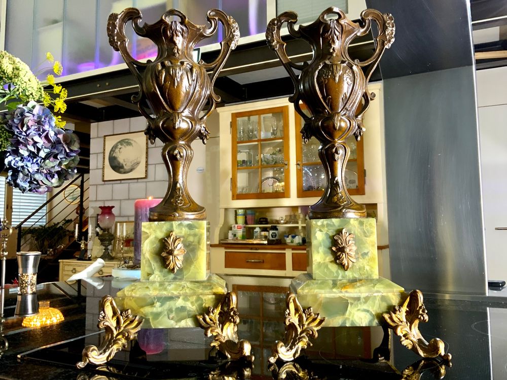 JUGENDSTIL 2 XL KAMINVASE BEISTELLER ZINKGUSS MARMOR FRANCE (Gebraucht) in Biglen für CHF 126 ...