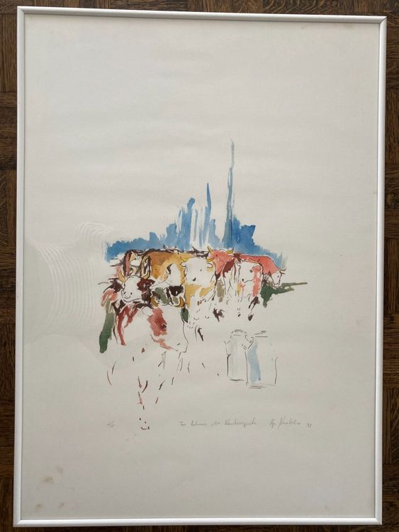 GEMÄLDE KÜHE IM RAHMEN DER KONTINGENTE SIGNIERT HP HUNKELER | Kaufen auf Ricardo