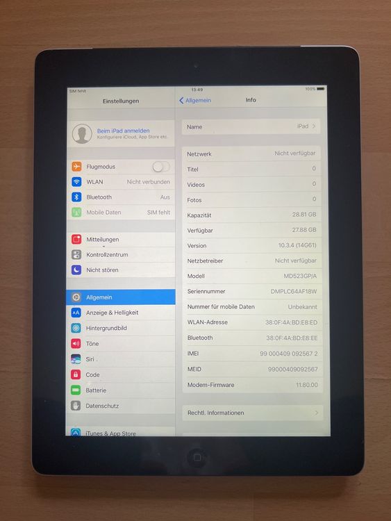 iPad 4. Gen 32 GB + Cellular (Gebraucht) in Baden für CHF 30 – mit Lieferung auf Ricardo kaufen