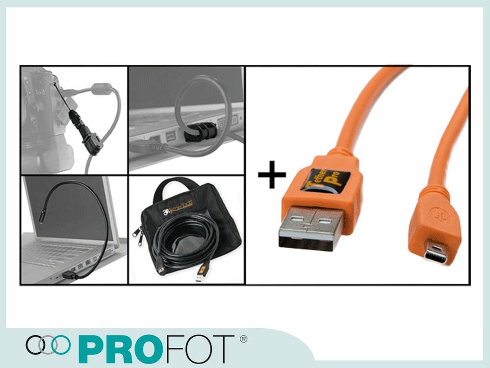 TETHER TOOLS Starter Tethering Kit:USB 2A/Mini-B8 Pin orange (Neu und ...