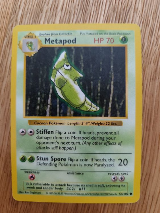 Pokemon Base Set Shadowless Metapod non holo (Neu (gemäss Beschreibung ...