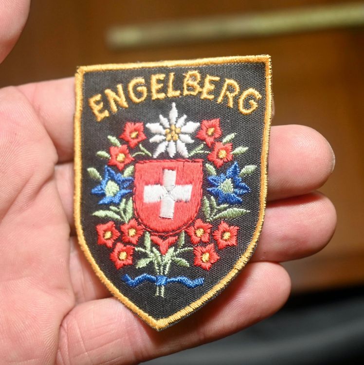 VINTAGE Badge ENGELBERG 3 nos ST. GALLER STICKEREI abzeichen (Gebraucht ...